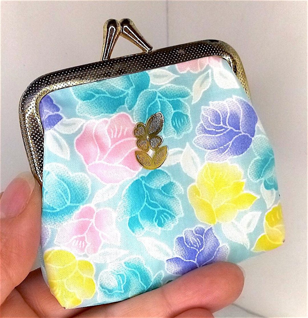 80s Plastic Coin Purse Floral Pastel Kawaii - Vintage Coin Wallet Clip ...