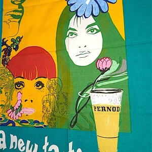 PERNOD RICARD 70s France Super Beautiful Fashion Cotton Towel Promo ...