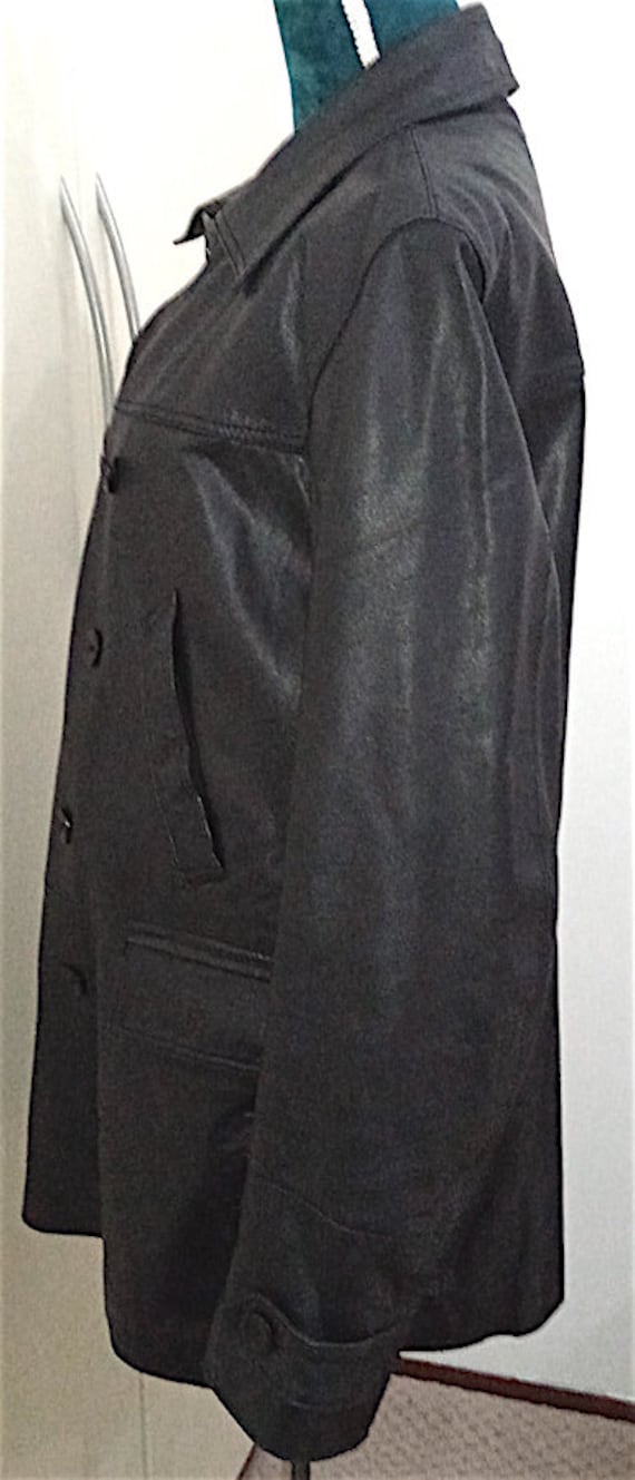 Beautiful 70s vintage Saxon black leather long jacket… - Gem