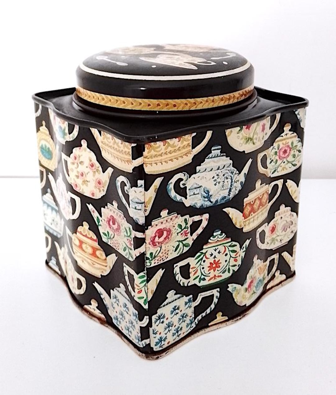WHITTARD 80s Uk English Tea Tin Box Empty With Tea Pots Design Cute ...