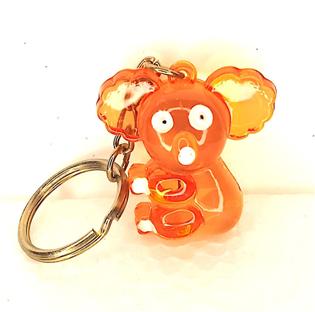 KOALA 90s Tiny Plastic Crystal Effect Orange Figure Keychain Keyring ...