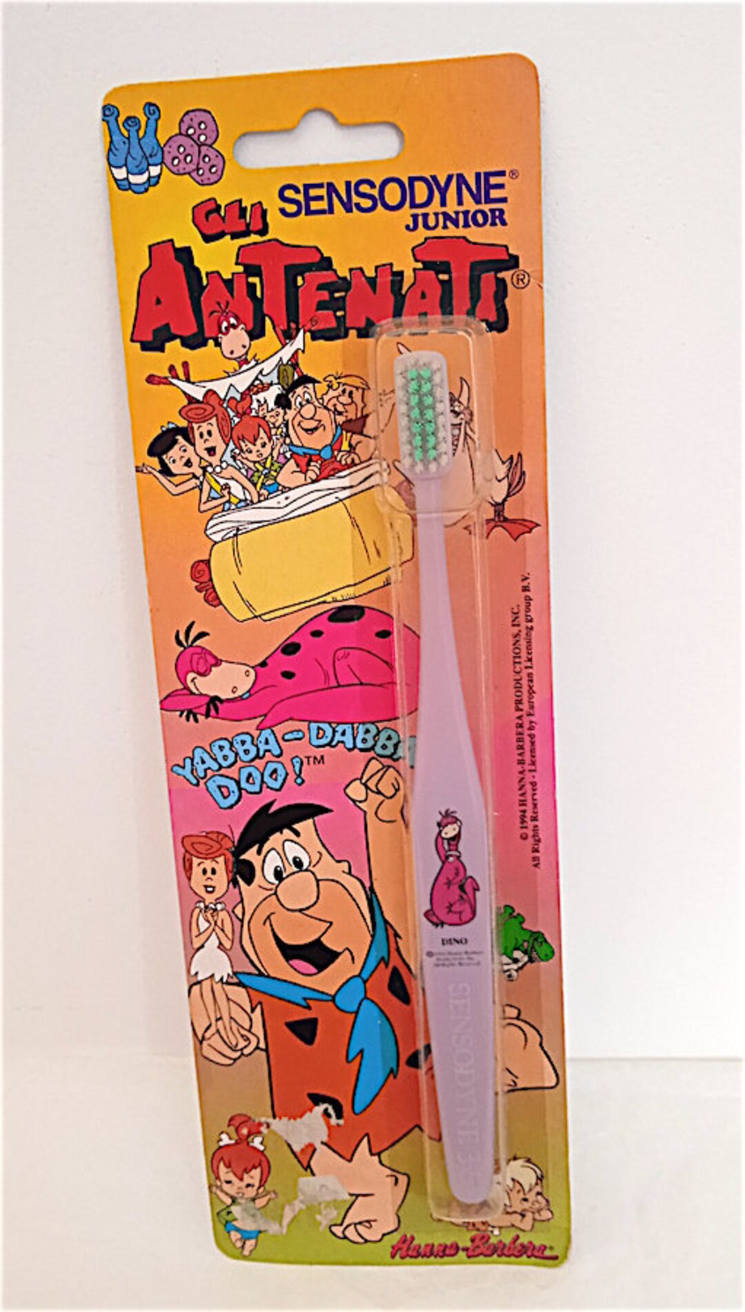 FLINTSTONES 1994 Hanna Barbera - Sensodyne Italy Purple Toothbrush DINO ...