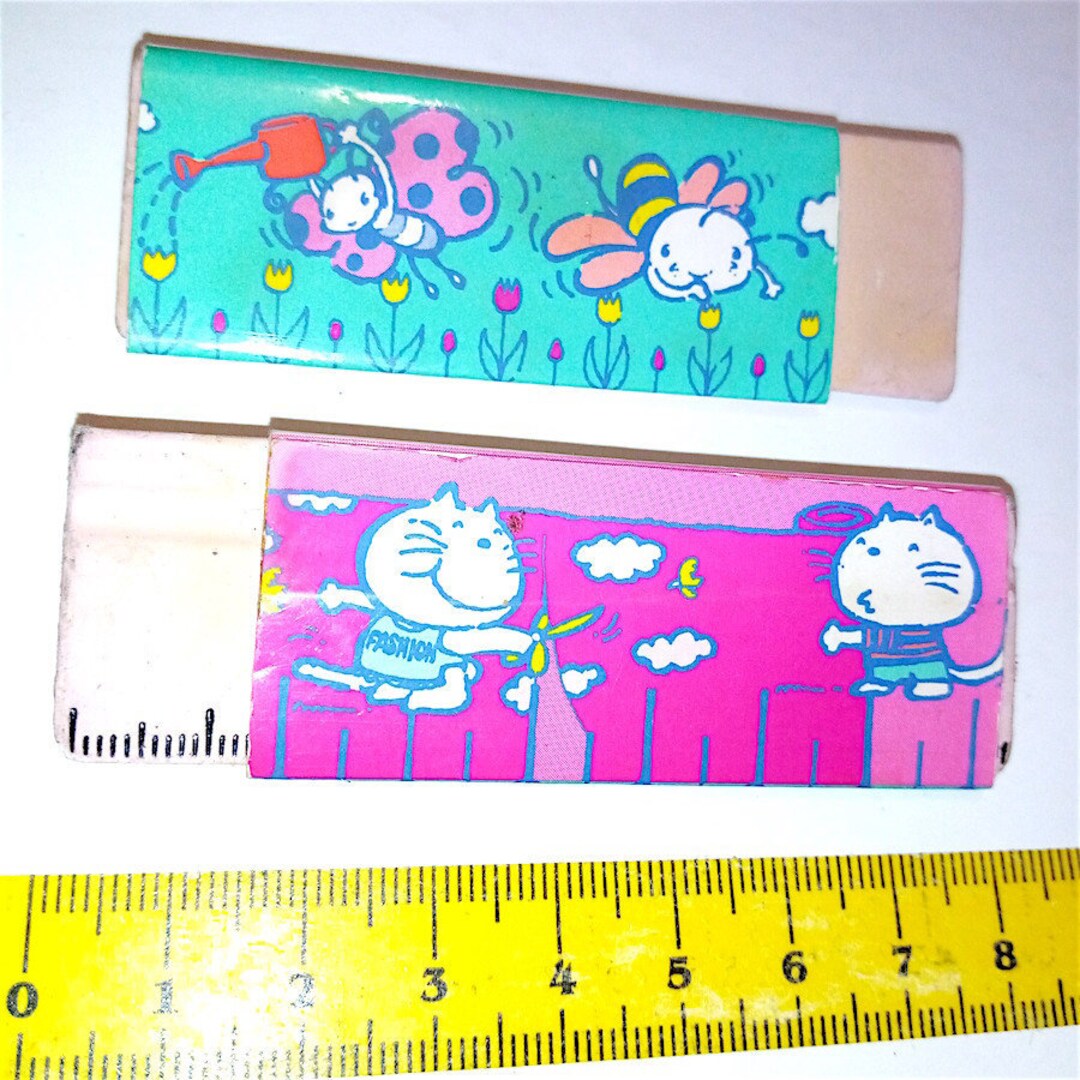 KAWAII RULER Ruler 80s Seed Japan Eraser Rubber Radiergummi Rubber ...