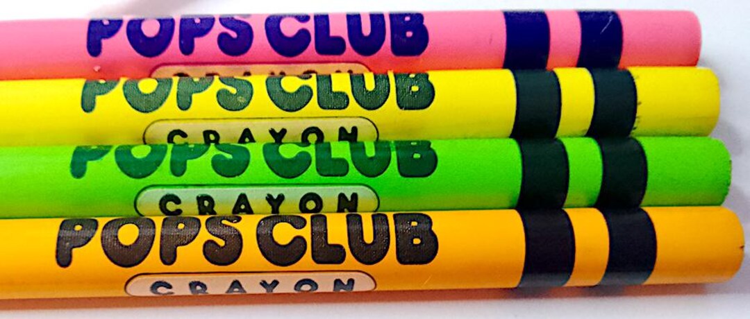 POPS CLUB Crayon 80s Kutsuwa Japan Lot 4 Crayon Pencil Neon - 4 Pencils ...