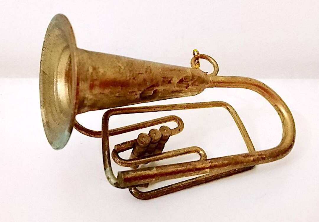 TRUMPET Trombone 80s Miniature Metal Decoration Miniature Decoration ...