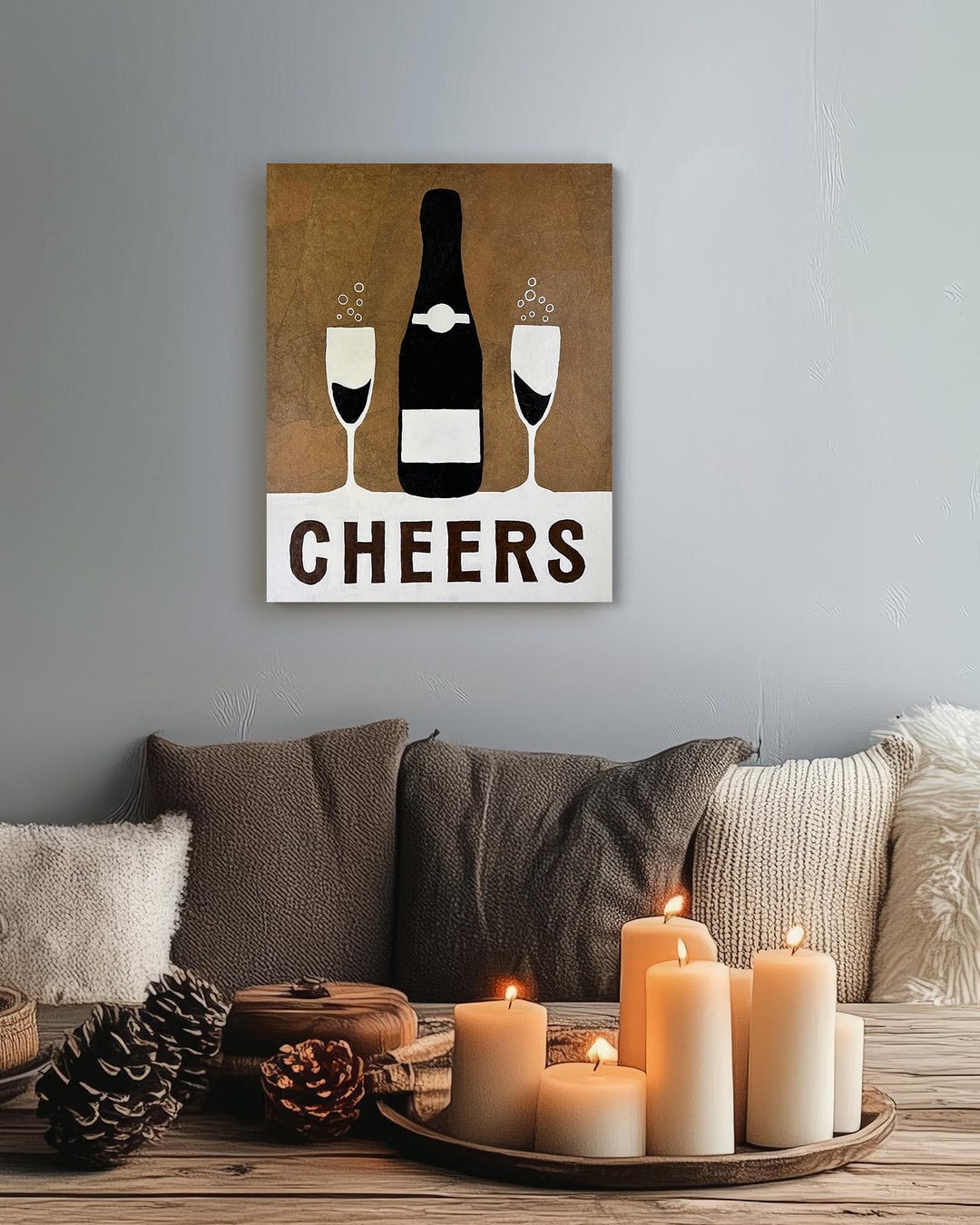 Champagne Themed "cheers" Oil Stain Painting - Etsy