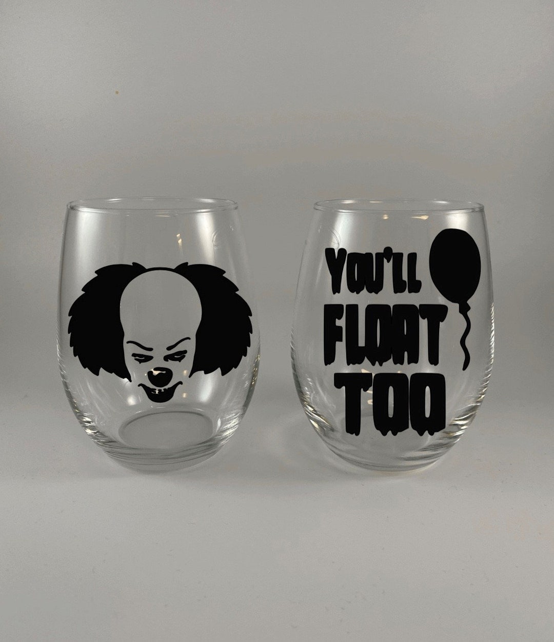 Pennywise Wine Glass Set, You'll Float Too, Halloween, Horror Movie ...