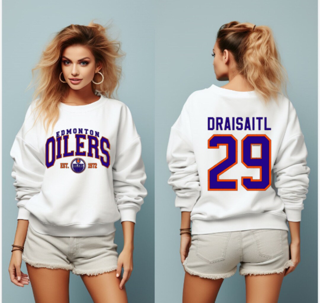 Edmonton Oilers, Name on Back, Number, 97, 29, Sports Crewneck, NHL ...