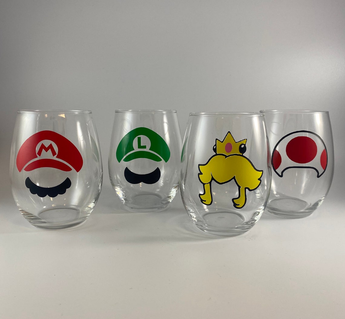 Super Mario Bros Nintendo Wine Glass Mario Luigi Super | Etsy Canada