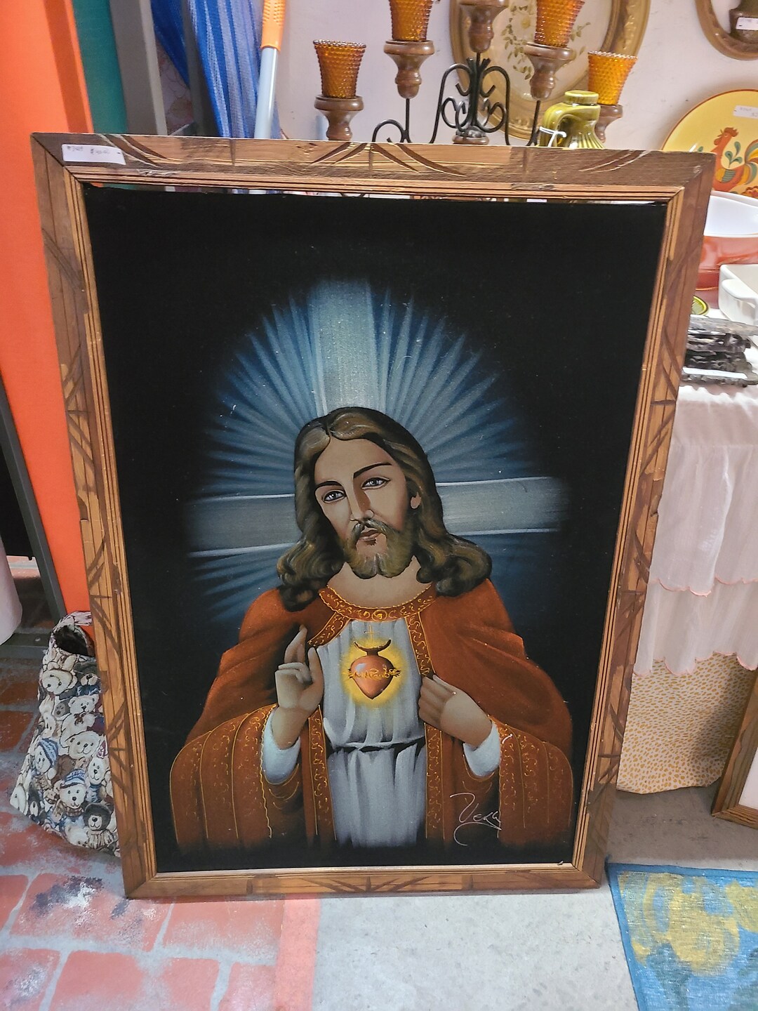 Vintage Velvet Jesus Painting - Etsy