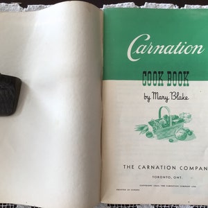 Vintage 1943 Carnation Cookbook by Mary Blake, Advertising Recipe ...