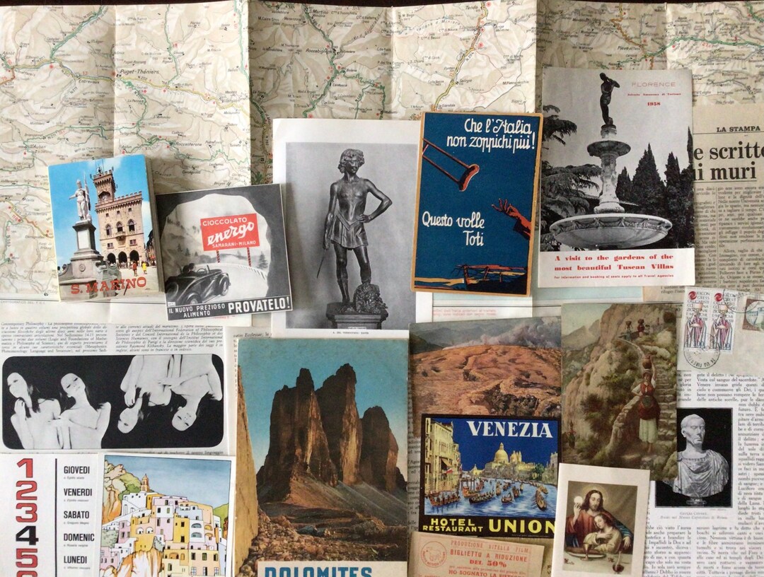 Vintage Italian Ephemera Collage: Scrapbook, Junk Journal Art Supply ...