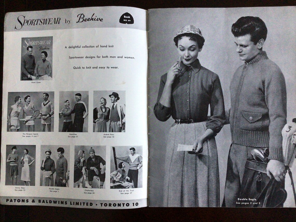 Vintage 1940’s Beehive Knitting Pattern Book, No. 69, Sportswear - Etsy