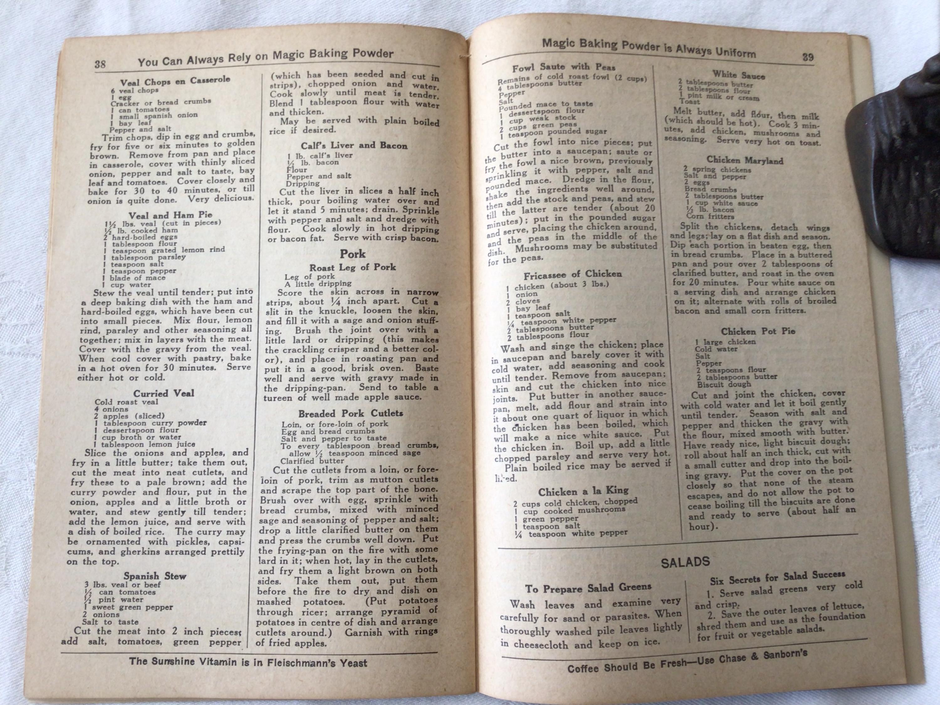 Presto! the Magic Cook Book, Antique Recipe Booklet, Published by ...