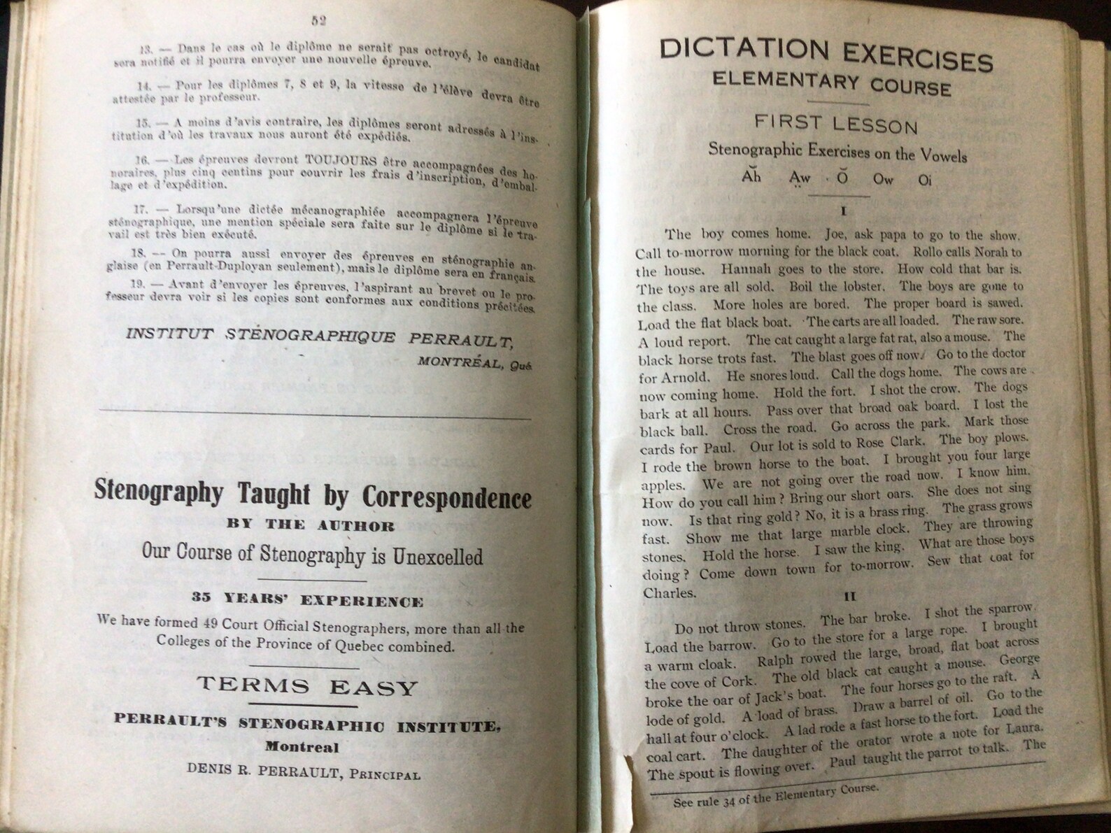 Antique Stenography Book, Perrault-duployan Complete Elementary Course ...