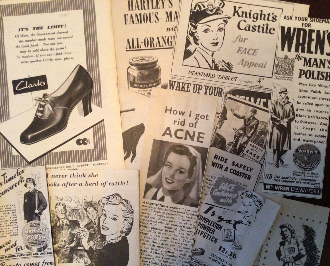 1940s WW2 UK Ad Clippings, Vintage Advertising Ephemera for Collage ...