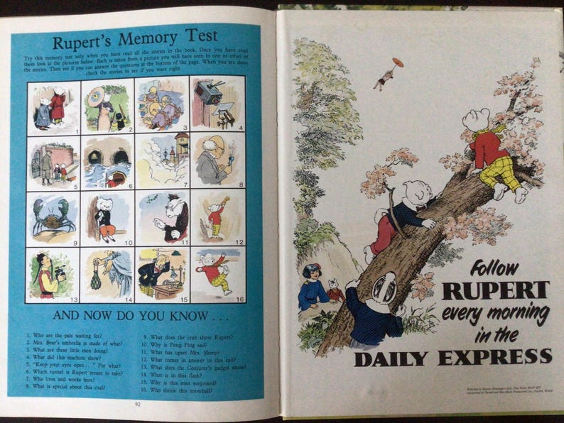 Vintage Rupert Book, the Daily Express Annual 1982, First Edition - Etsy