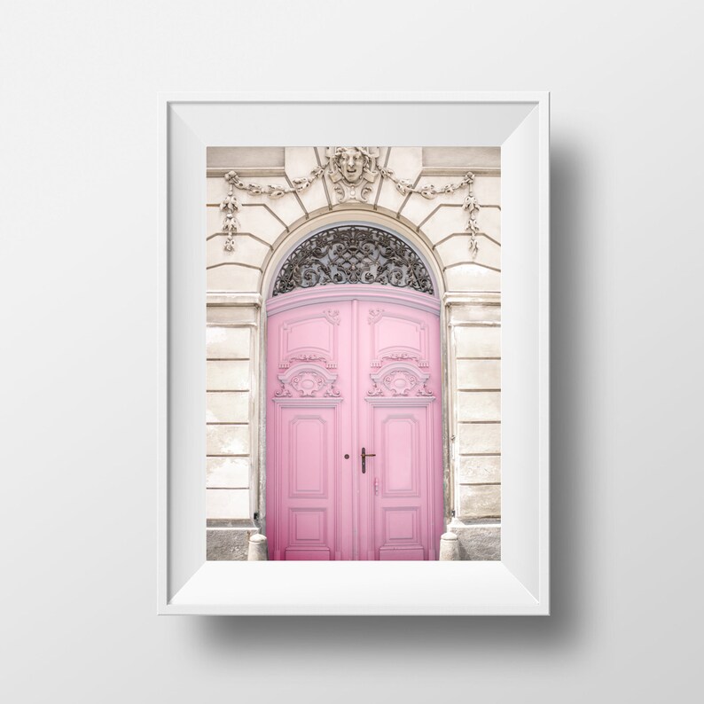 Pink Parisian Door, Wall Art - Etsy