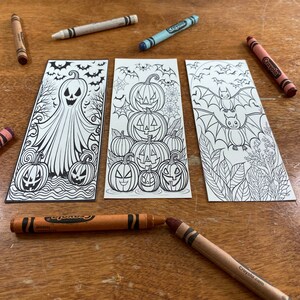 Halloween Coloring Bookmarks Set of 3 Spooky Bookmarks Kids and Adult ...