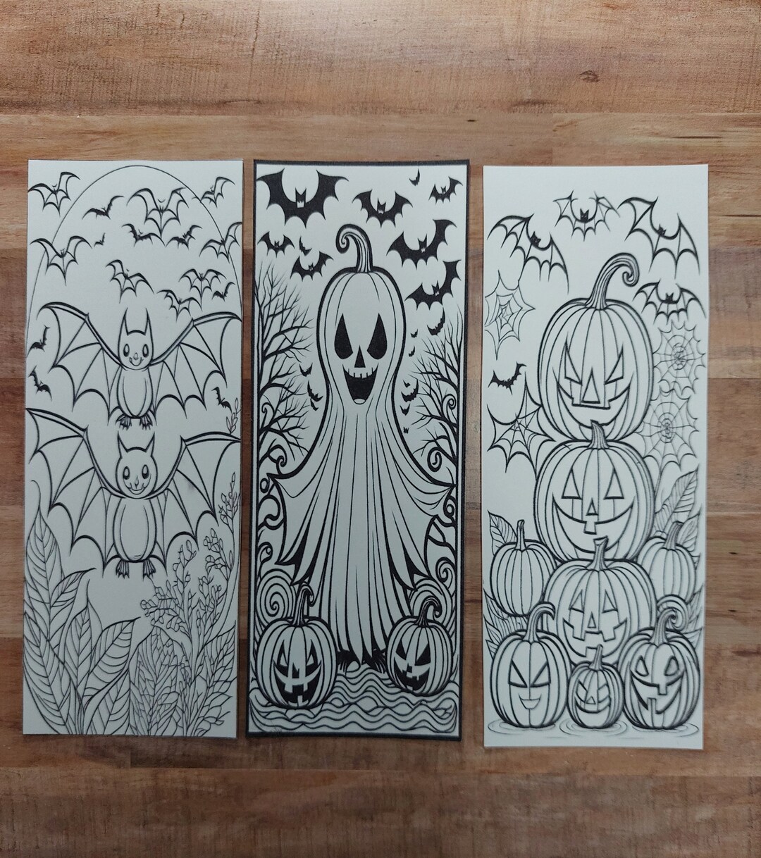 Halloween Coloring Bookmarks Set of 3 Spooky Bookmarks Kids and Adult ...