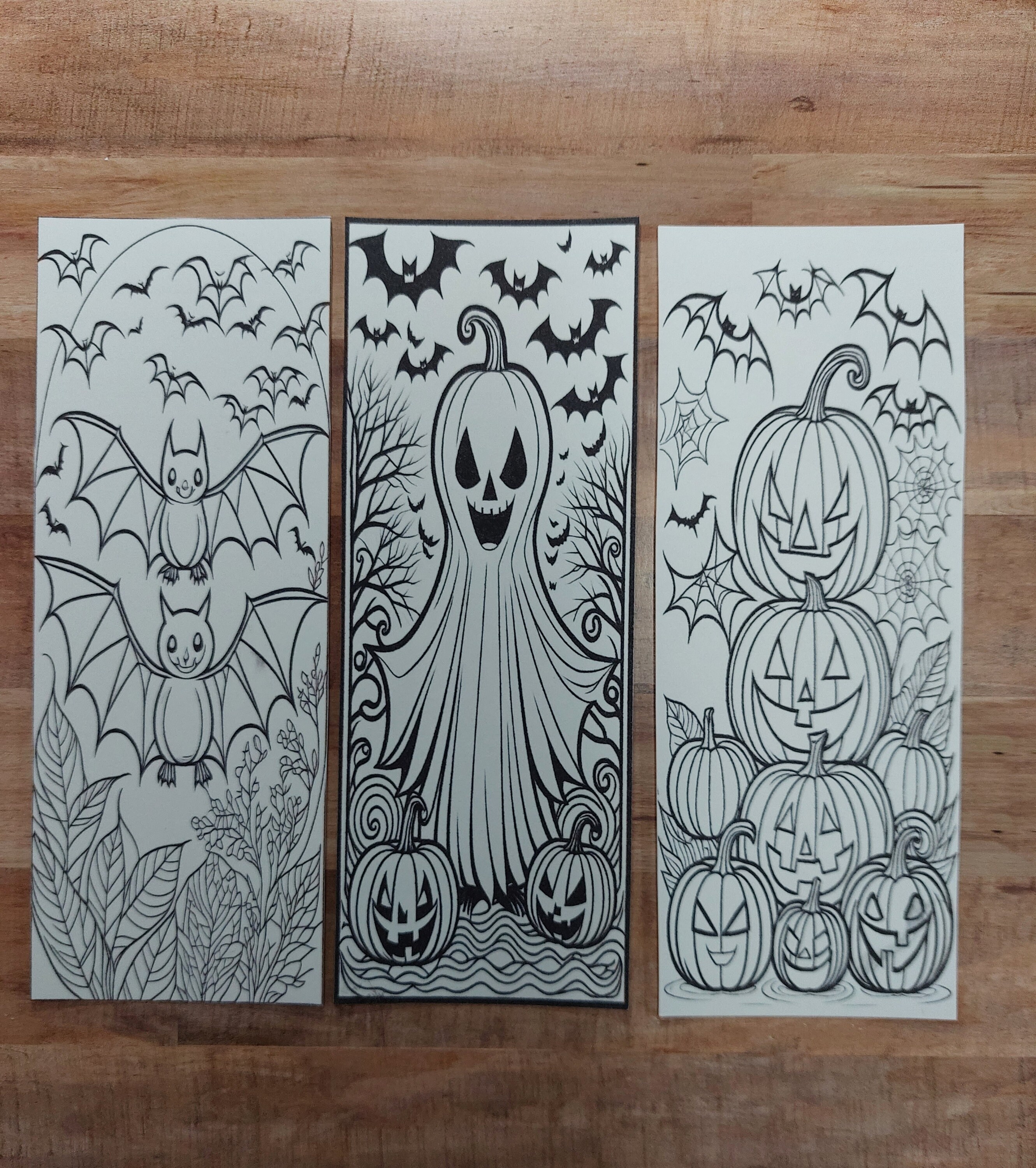 Halloween Coloring Bookmarks Set of 3 Spooky Bookmarks Kids and Adult ...