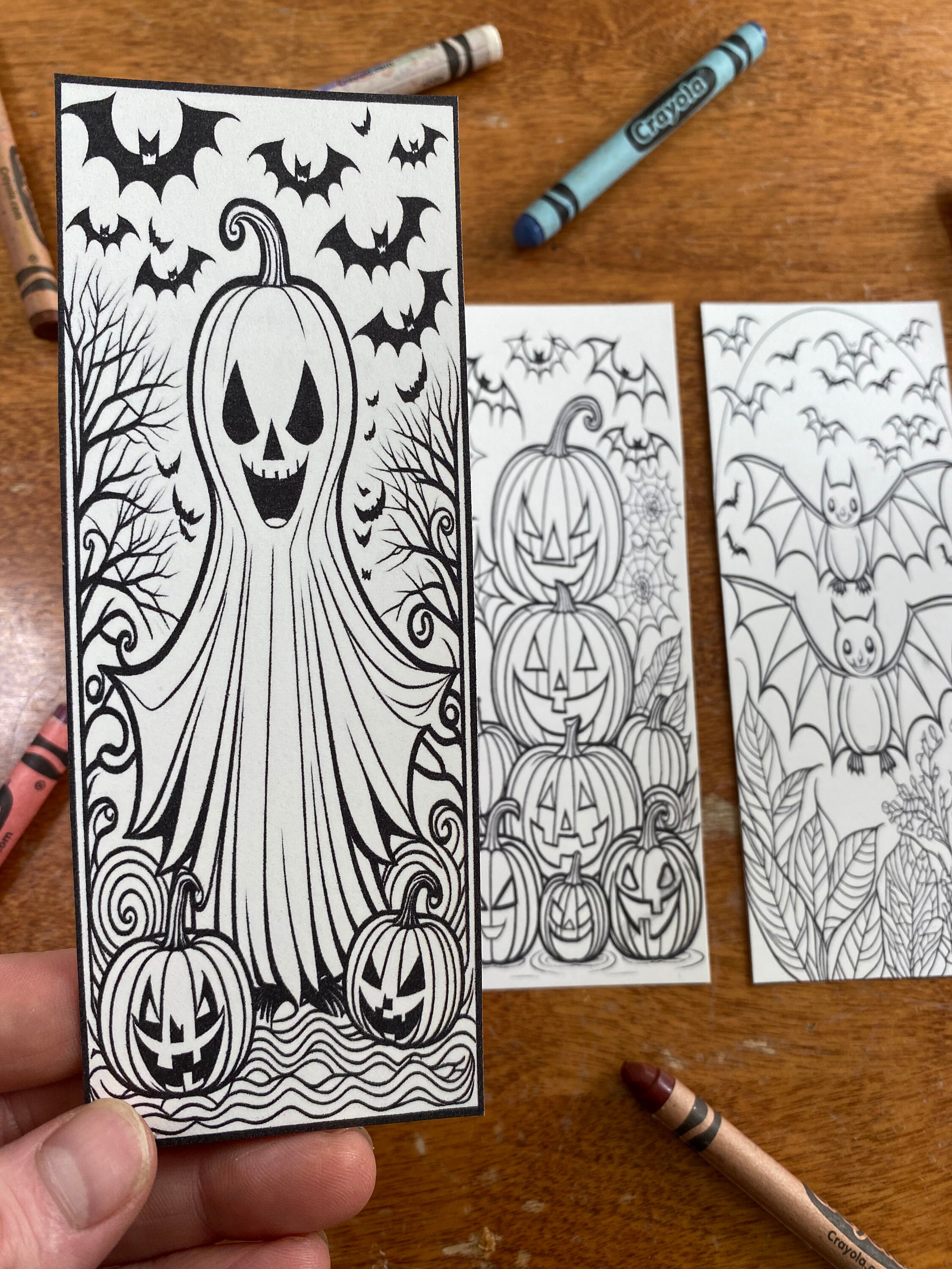 Halloween Coloring Bookmarks Set of 3 Spooky Bookmarks Kids and Adult ...