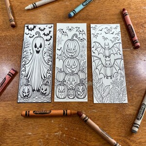 Halloween Coloring Bookmarks Set of 3 Spooky Bookmarks Kids and Adult ...