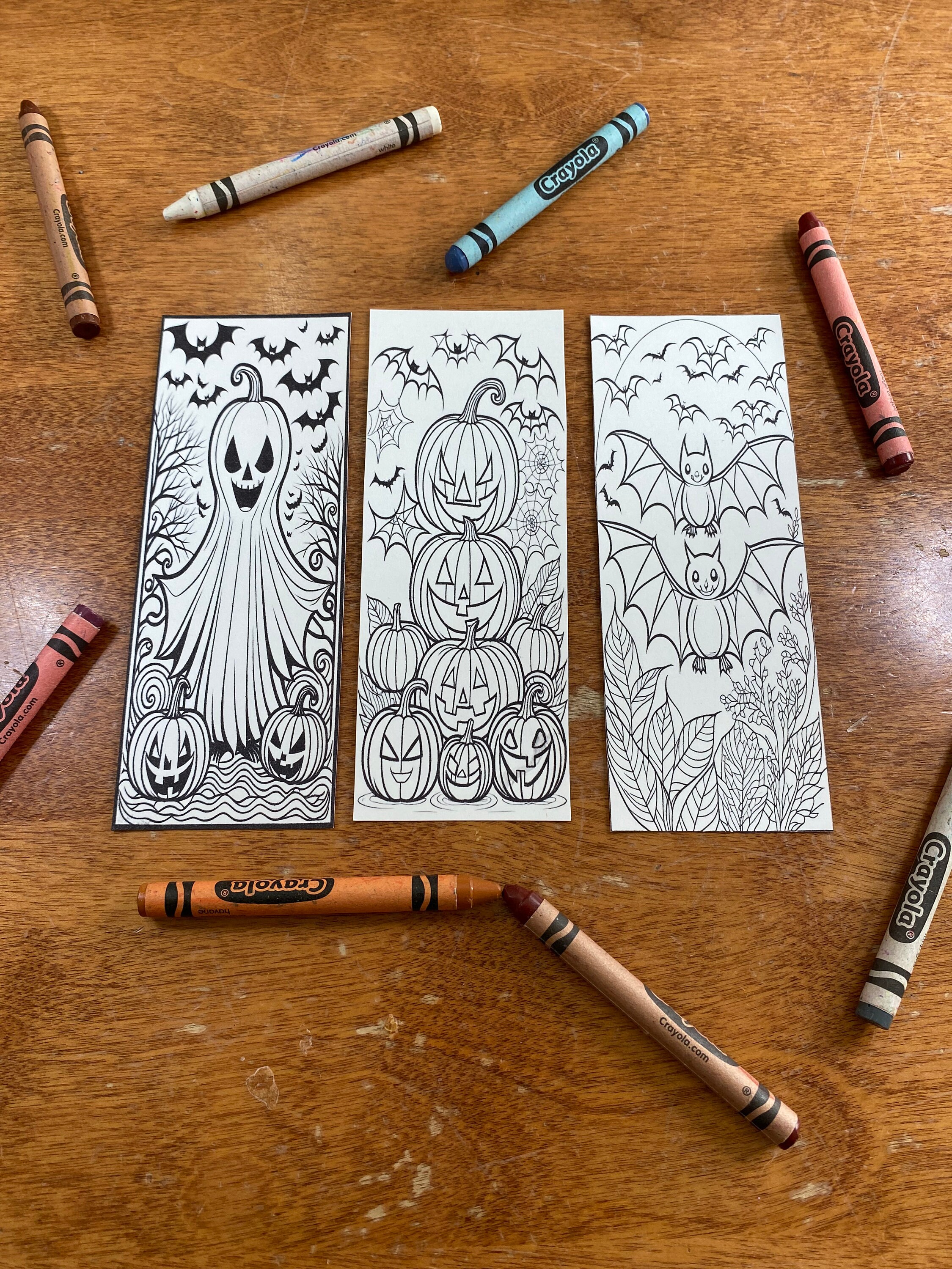 Halloween Coloring Bookmarks Set of 3 Spooky Bookmarks Kids and Adult ...