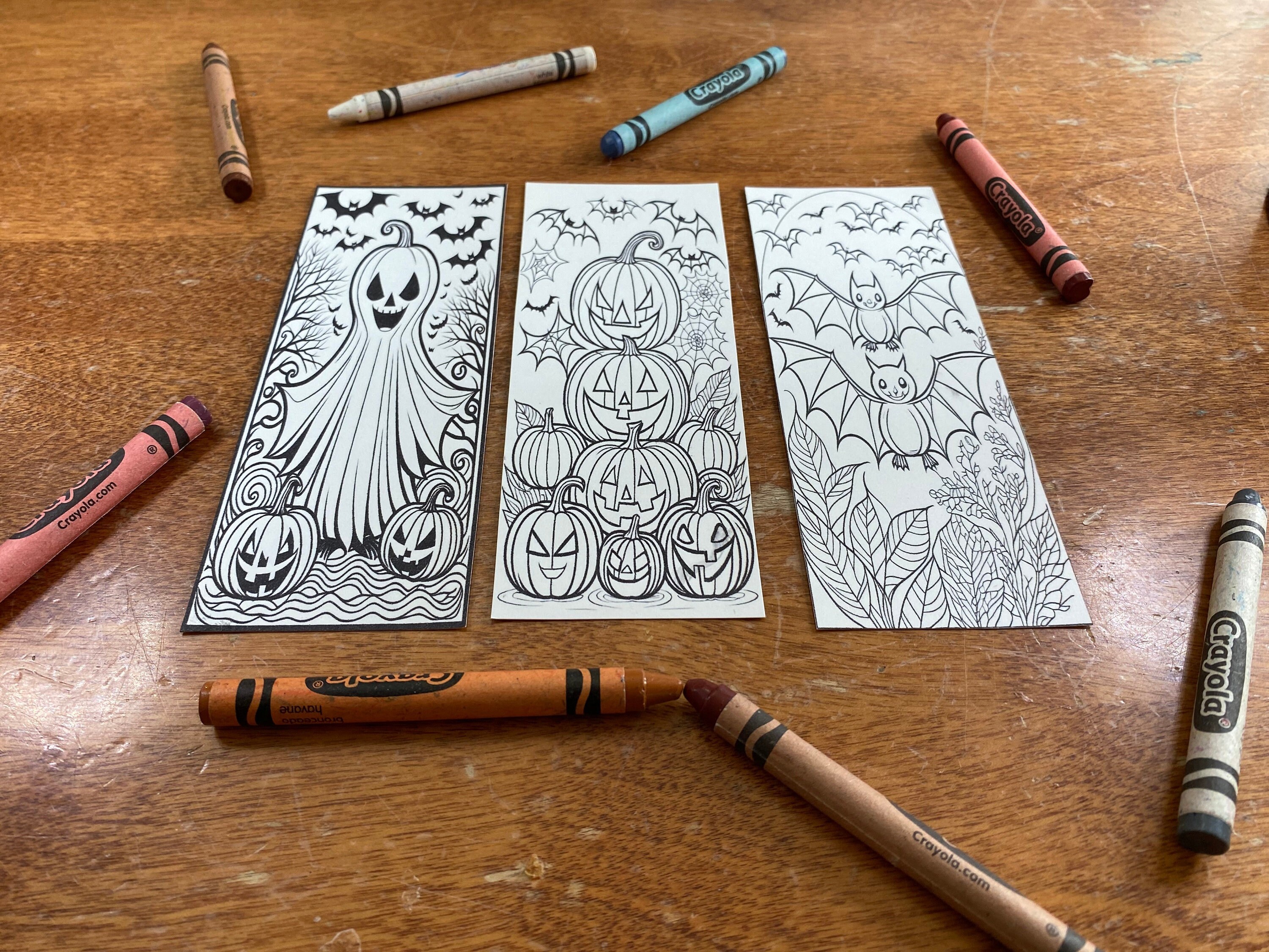 Halloween Coloring Bookmarks Set of 3 Spooky Bookmarks Kids and Adult ...