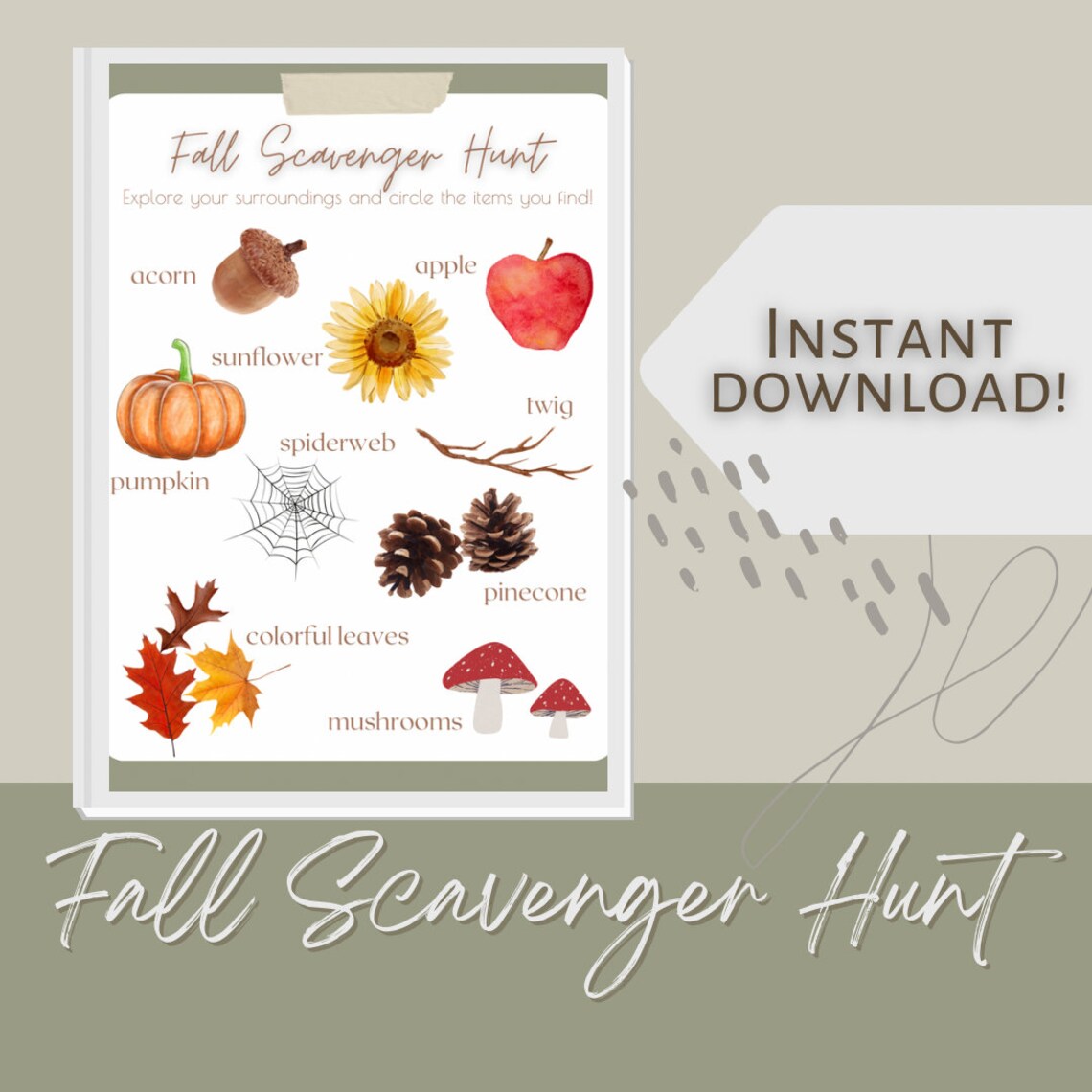 Fall Nature Scavenger Hunt Printable Fall Homeschool Printable Nature ...