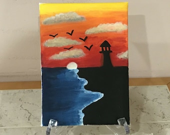 Sunset painting | Etsy