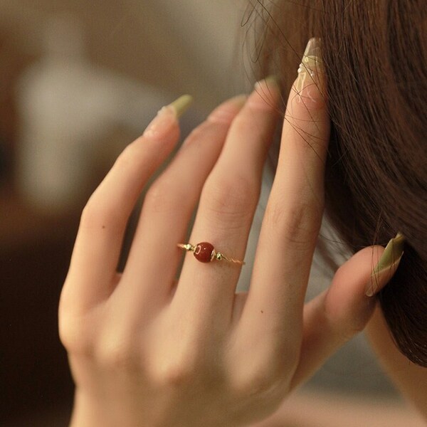 Red Jade Ring - Etsy