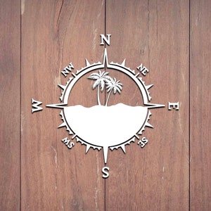 Palm Tree Decal, Compass Decal, Vinyl Decal, Car Decal, Wall Decal ...
