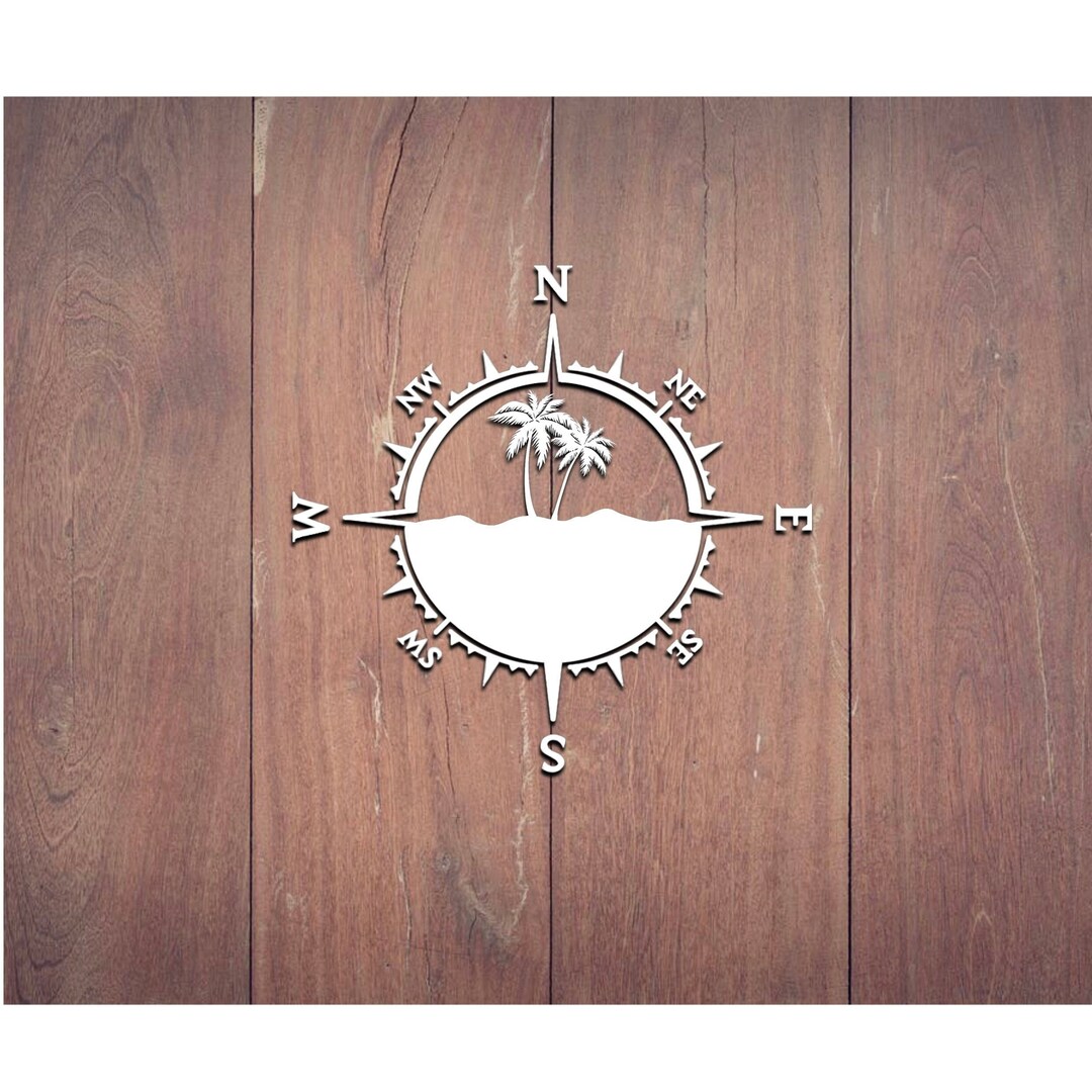 Palm Tree Decal, Compass Decal, Vinyl Decal, Car Decal, Wall Decal ...