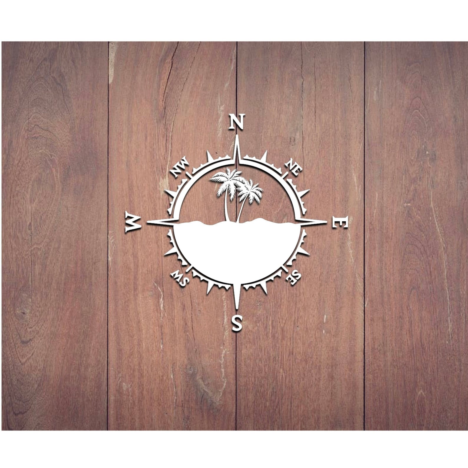 Palm Tree Decal, Compass Decal, Vinyl Decal, Car Decal, Wall Decal ...