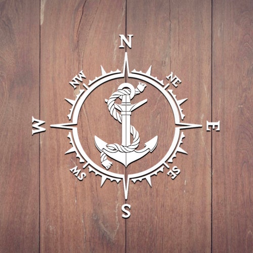 Anchor Compass Decal Navy Vinyl Decal Car Decal Wall - Etsy