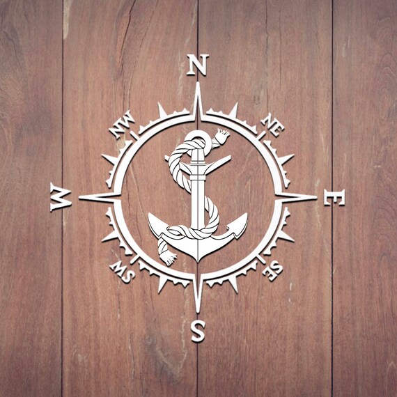 Anchor Compass Decal Navy Vinyl Decal Car Decal Wall - Etsy