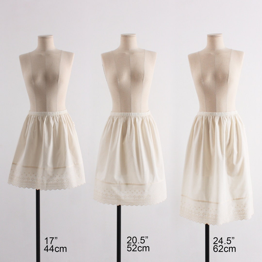 Women Vintage Cotton Beige Lace Half Slip | 1950s White Petticoat ...