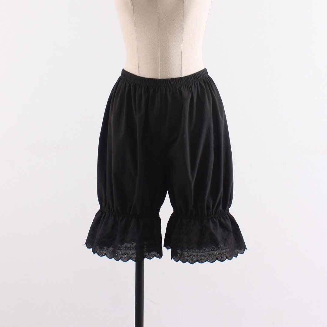 Women Cotton Black Lace Bloomers / Knee Length Bloomers / Pettipants ...