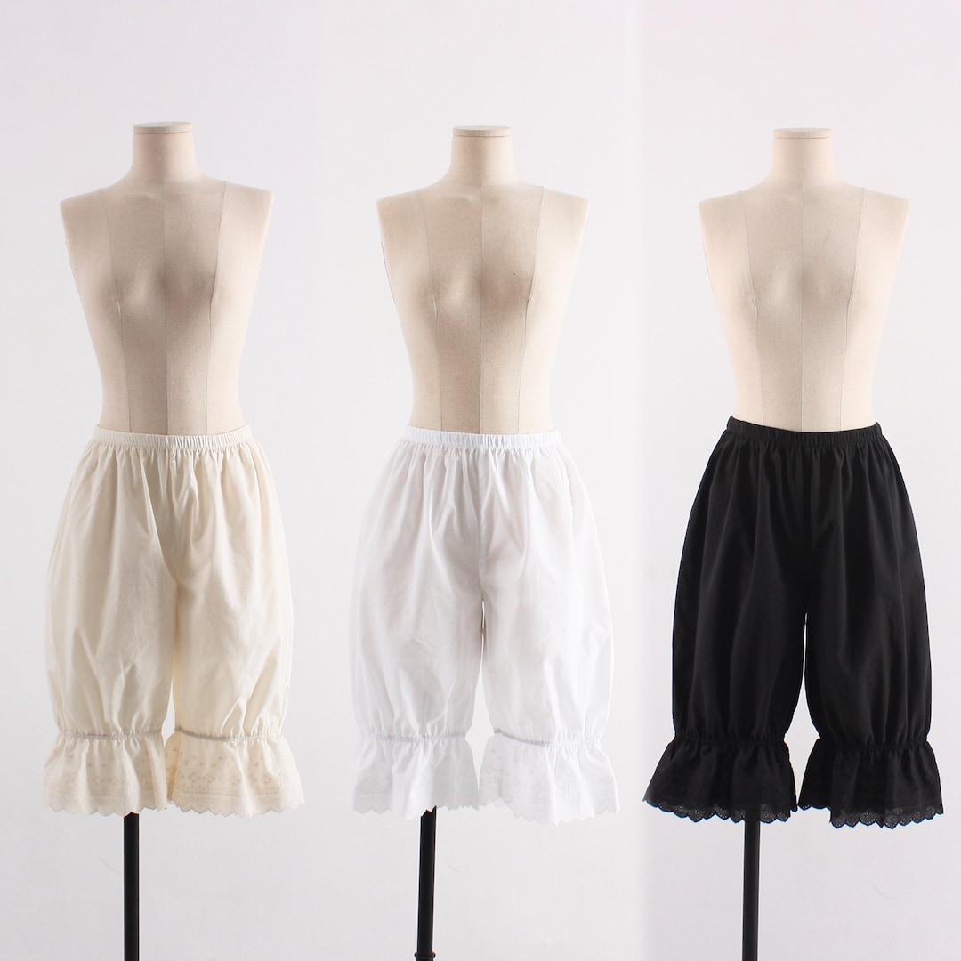 Women Cotton Lace Bloomers / 24.5” 62cm Bloomers / Black Beige White ...