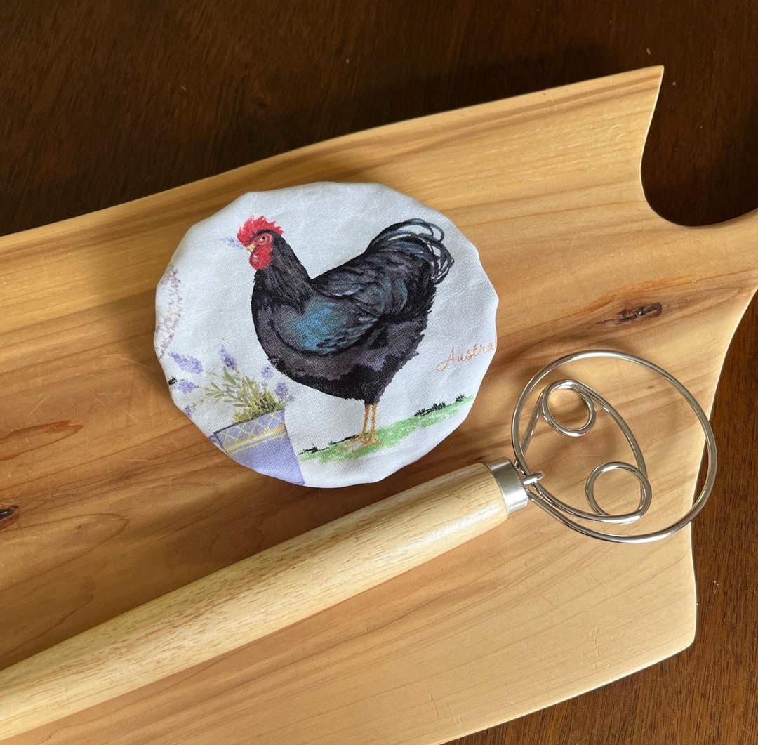 Chicken Print Cotton Fabric Jar Cover, Sourdough Starter Topper, Mason ...