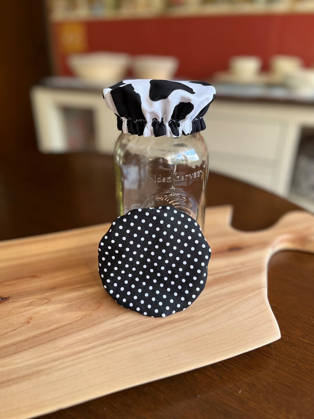 Reversible Cotton Fabric Jar Cover, Sourdough Starter Topper - Etsy