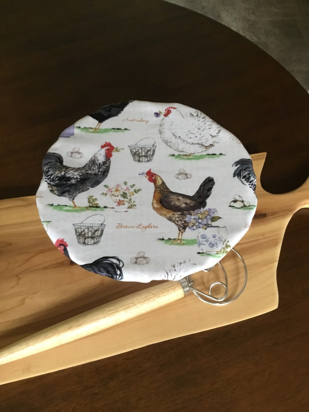 Chicken Print Cotton Fabric Bowl Cover, Reversible and Reusable ...