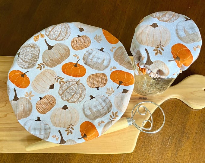 Reversible Pumpkin Print Sourdough Starter Jar and Bowl Cover Set - Etsy