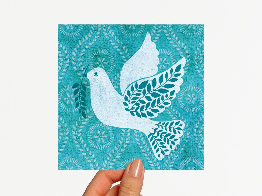 Dove Double Greeting Card Foldover Card Customizable - Etsy