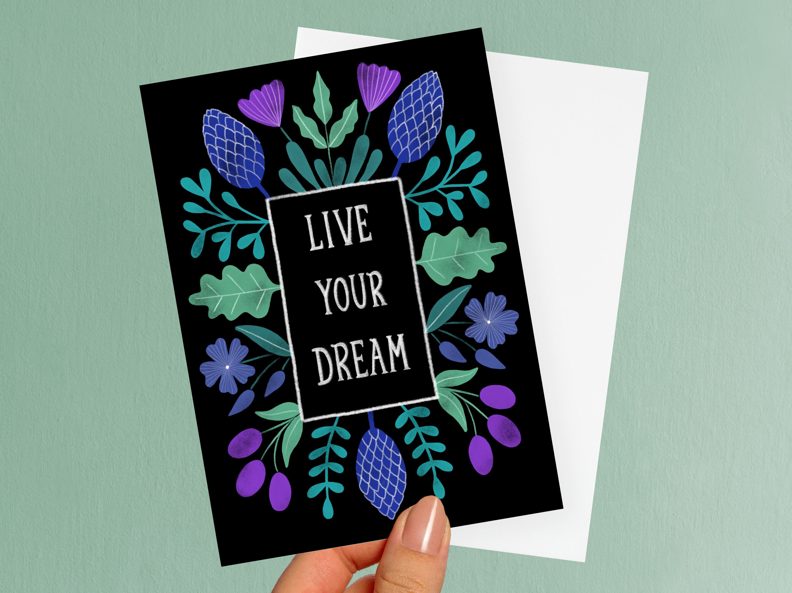 Live Your Dream Postcard & Envelope | Etsy