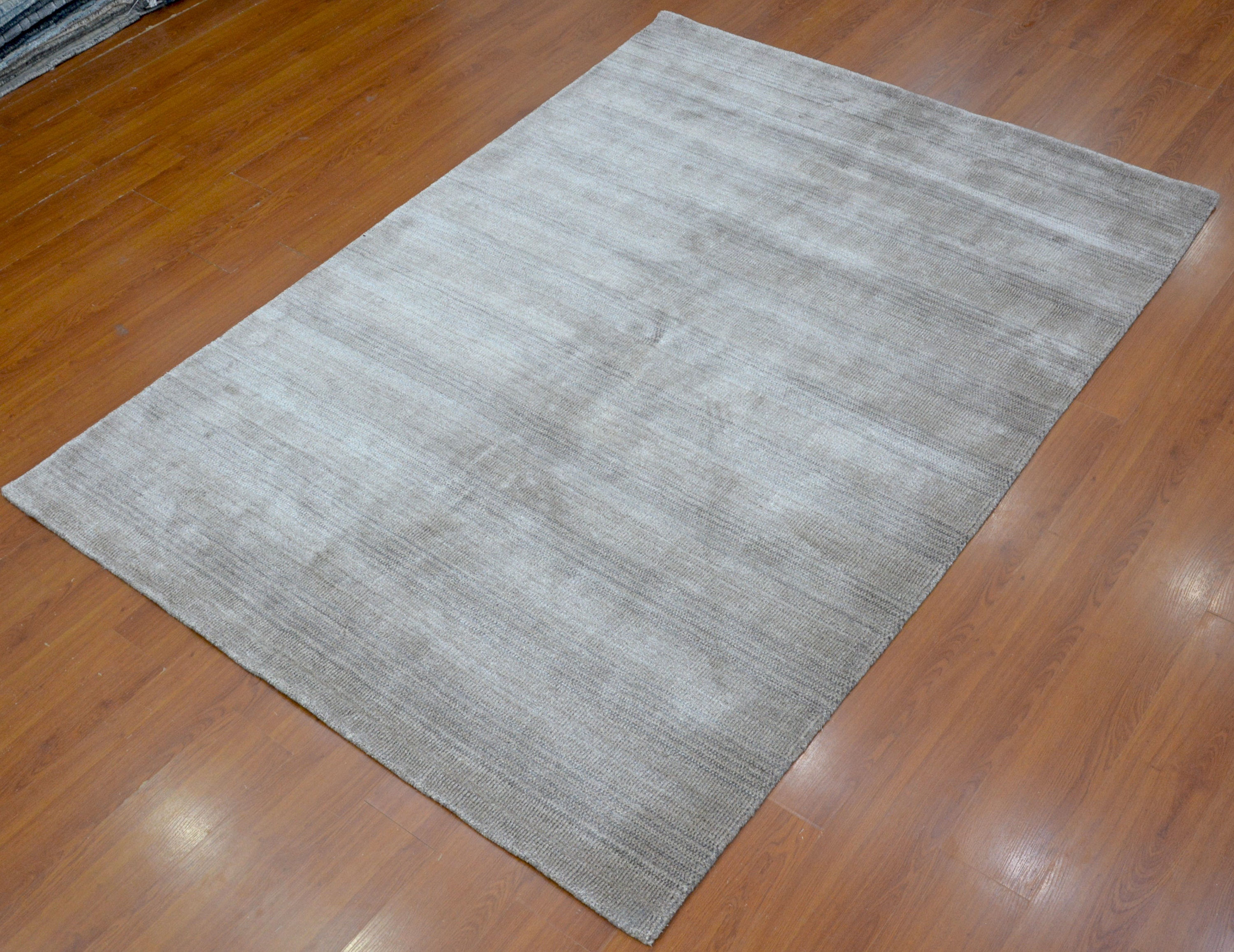 5'6x 8' Rug | Handmade Hand Woven Grass Wool & Viscose Gray Beige Area ...
