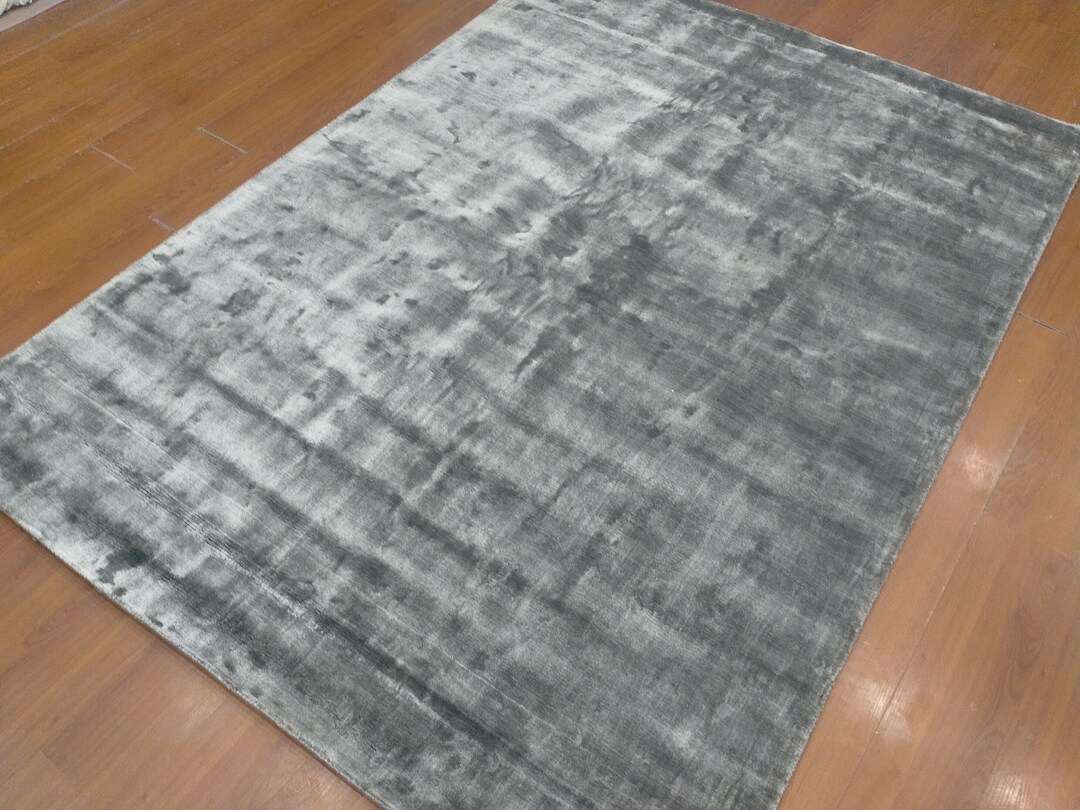 5'6x7'6 Rug Handmade Hand Tufted Wool & Viscose Gray Area Rug BLACK ...