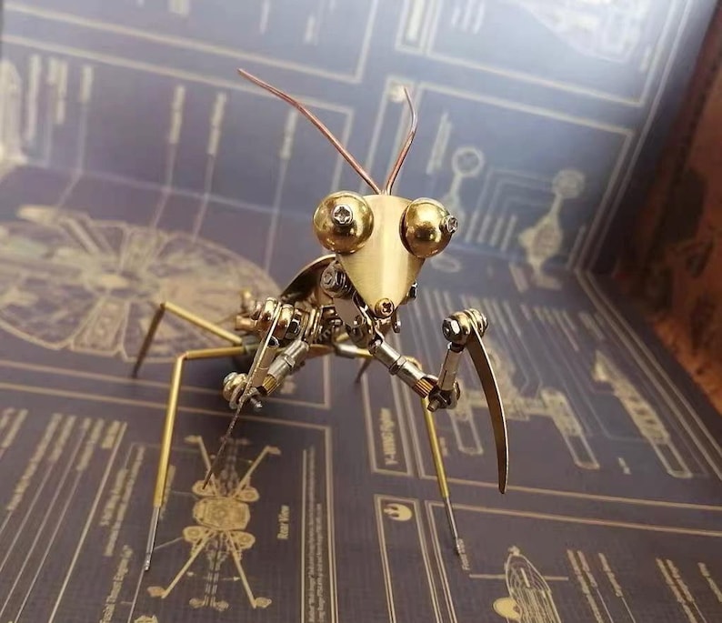 Steampunk Mechanical Mantis | Handcrafted Insect Sculpture | Unique ...