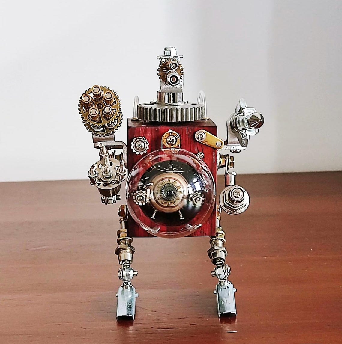 Handcrafted Steampunk Mecha Ornaments,solid Wood and Metal Parts,unique ...